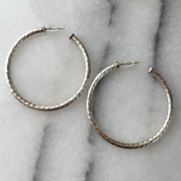 Vintage | Jewelry | Vintage Large 925 Sterling Silver Hoop Earrings ...